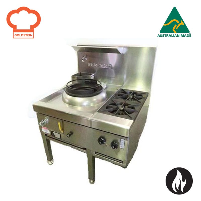 Goldstein CWA1B2 Single Wok Burner With 2 Side Burners